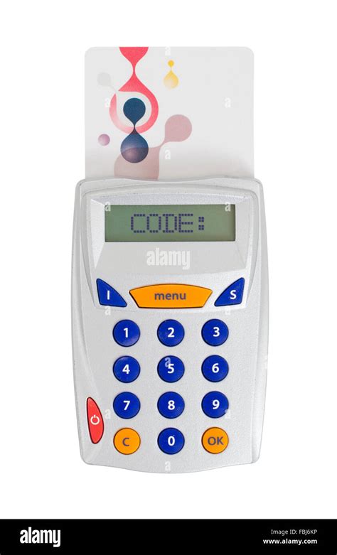 Banking At Home Card Reader For Reading A Bank Card Code Stock Photo Alamy