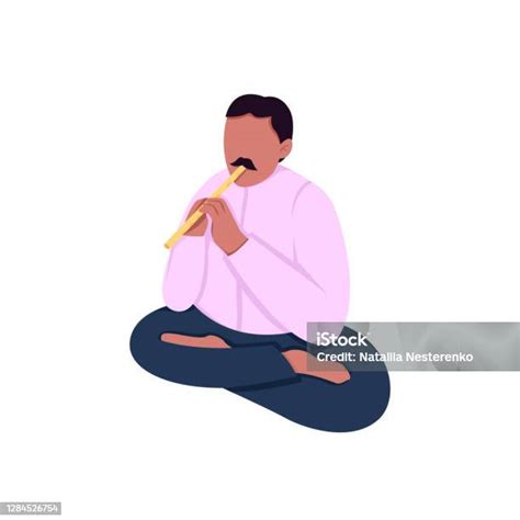 피리 플랫 컬러 벡터 얼굴없는 캐릭터를 연주 인도 음악가 남자에 대한 스톡 벡터 아트 및 기타 이미지 남자 음악 인도 인도아 대륙 Istock