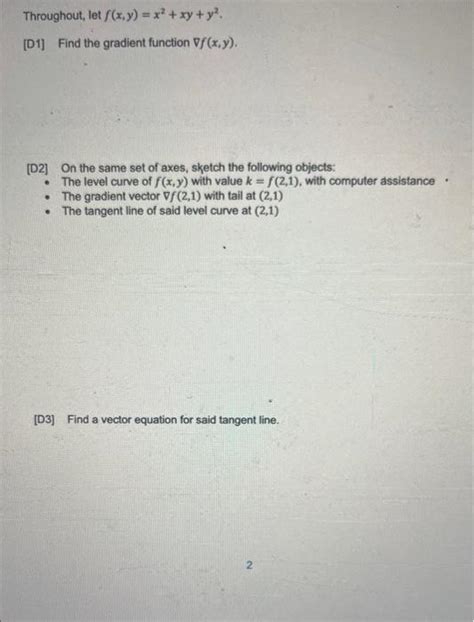 solved throughout let f x y x2 xy y2 [d1] find the