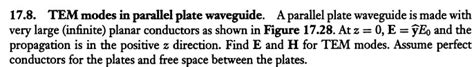 Solved 17 8 A Parallel Plate Waveguide Is Made With Very