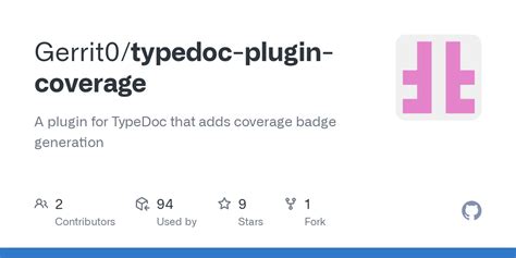 GitHub Gerrit Typedoc Plugin Coverage A Plugin For TypeDoc That Adds Coverage Badge Generation
