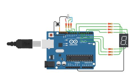 circuit design seven segment with arduino tinkercad