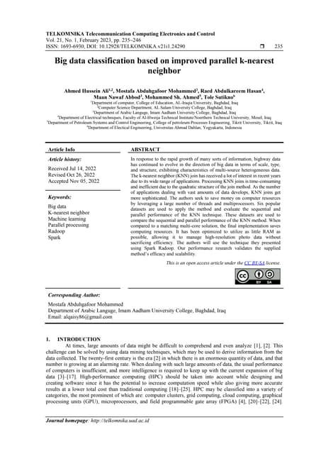 Big Data Classification Based On Improved Parallel K Nearest Neighbor Pdf Databases