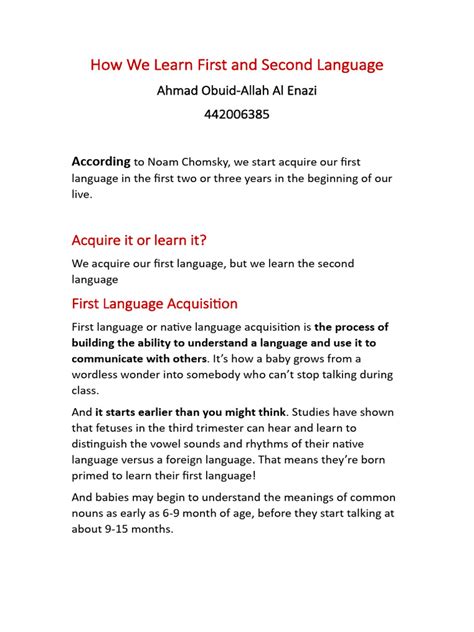 how we learn first and second language pdf