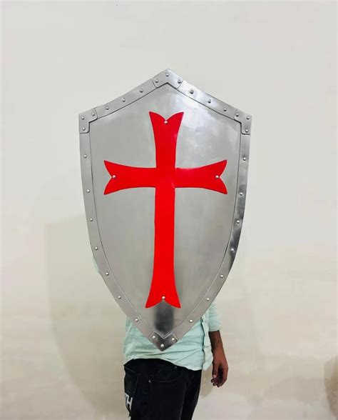 Medieval Crusader Shield Red Cross Kinght Warrior Armor Templar 28