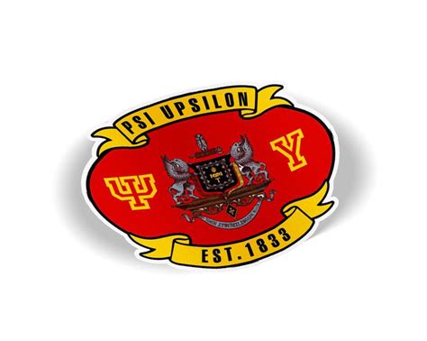 Psi Upsilon Banner Crest Shield Decal — Greeku