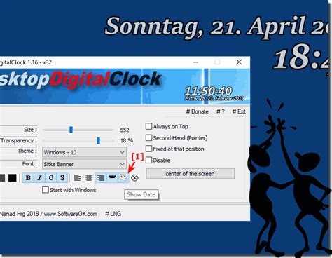 how can i disable the date display on the desktop clock