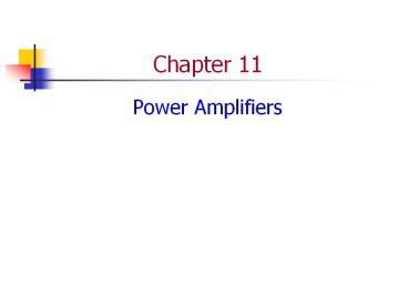 Power Amplifiers Presentation Free To View