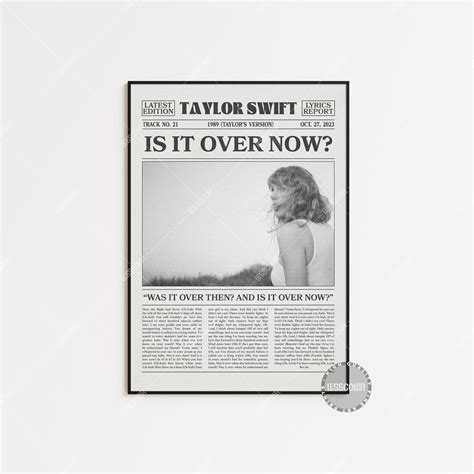 Taylor Swift Retro Newspaper Print Is It Over Now Poster 1989 Lyrics