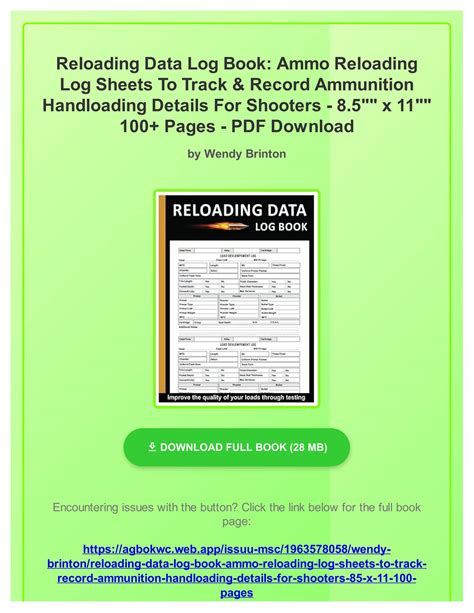 Ebook Free Reloading Data Log Book Ammo Reloading Log Sheets To Track Record Ammunition