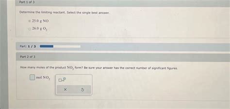 Solved Determine The Limiting Reactant Select The Single Chegg Com