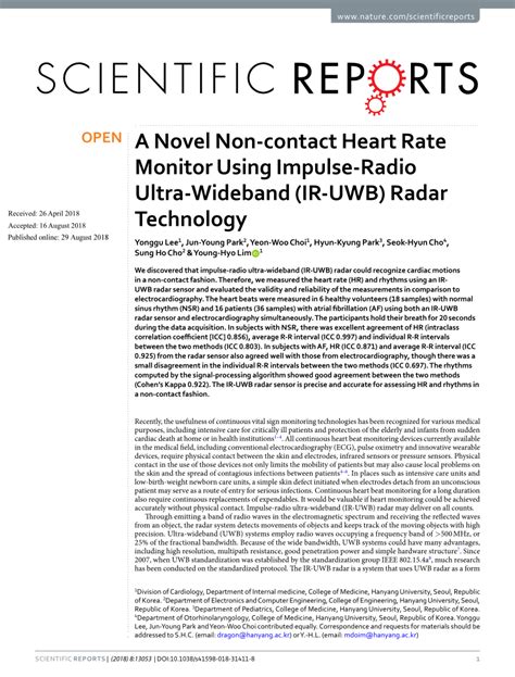 Pdf A Novel Non Contact Heart Rate Monitor Using Impulse Radio Ultra