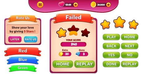 Premium Vector Level Complete Menu Pop Up With Stars Score And