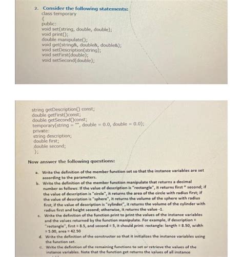Solved 2 Consider The Following Statements Class Temporary