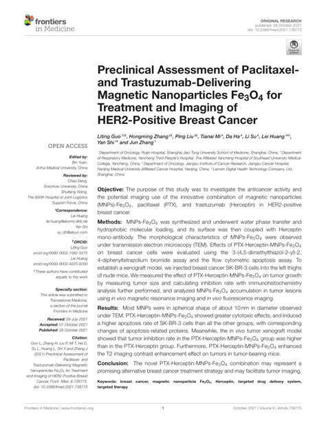 Pdf Preclinical Assessment Of Paclitaxel And Trastuzumab Delivering