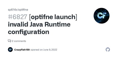 Optifne Launch Invalid Java Runtime Configuration · Issue 6827