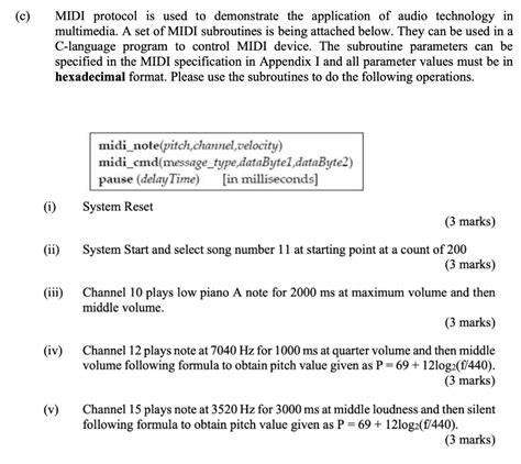 Solved Midi Protocol Is Used To Demonstrate The Application