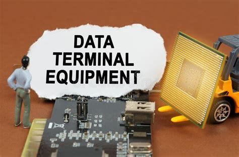 On The Board With Microcircuits Lies A Paper Plate With The Inscription Data Terminal
