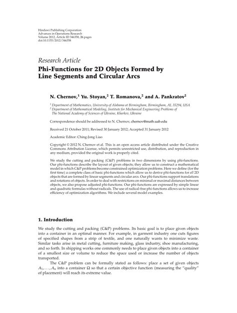 Pdf Phi Functions For 2d Objects Formed By Line Segments And Circular
