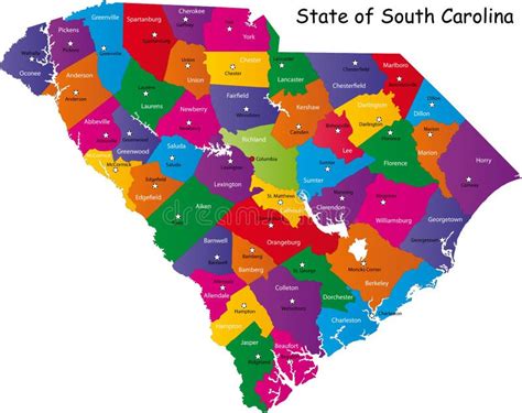 Mapa Del Estado De Carolina Del Sur En Estados Unidos Ilustración Del