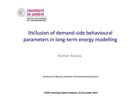 inclusion of demand ­‐side behavioural parameters in long ­‐term energy