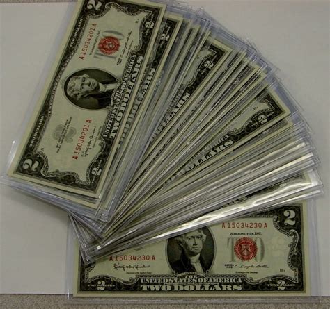 Two Dollar Red Seal 2 Bill Unc Cu From Pack Consecutive Uncirculated Note Ebay