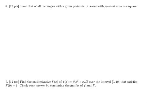 solved 6 12 pts show that of all rectangles with a given