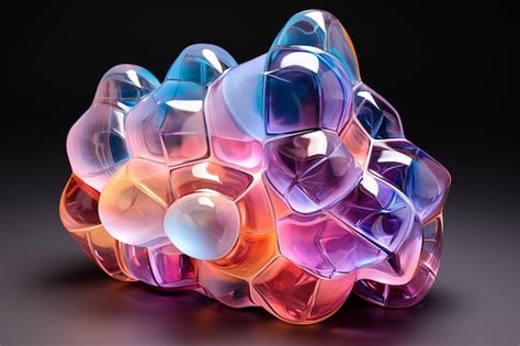 Premium Ai Image Iridescent Geometric 3d Abstract Sculpture