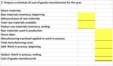 Solved Cost Of Goods Manufactured And Cogs Schedule Enter A