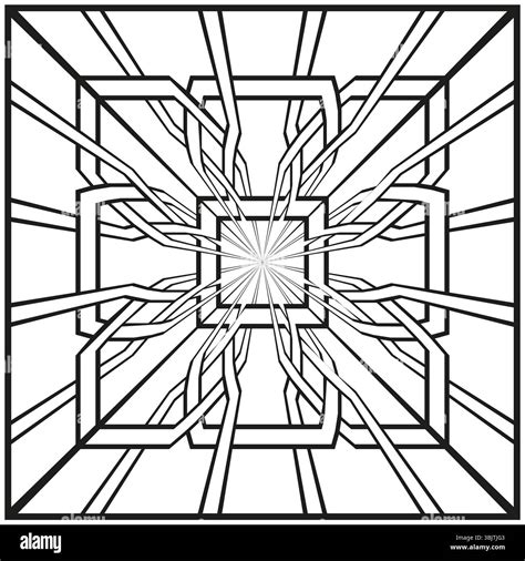Geometric Star Icon Abstract Radial Shape Symmetric Block Pattern Vector Linear Design Stock