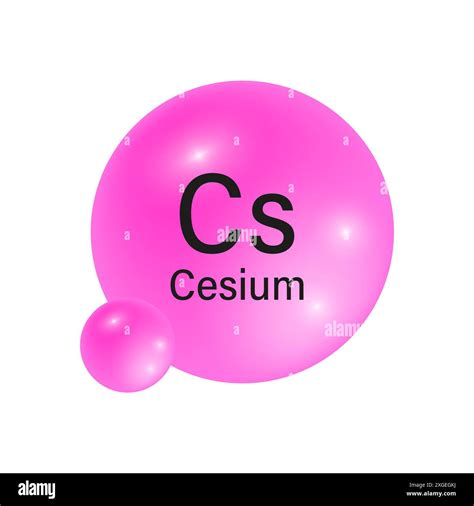 Cesium Element Icon Pink Gradient Spheres Vector Chemistry Symbol Shiny Reflective Design