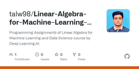 Github Talw98linear Algebra For Machine Learning And Data Science