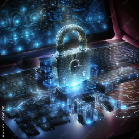 Intricate Digital Illustration Highlighting A Glowing Lock Placed On A