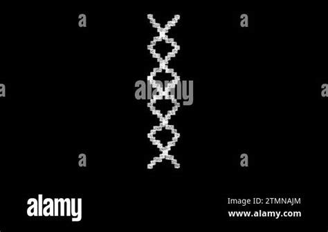 3d Dna Rotates On Black Bg Object Dissolved Flickering Particles Scientific Medical Concept