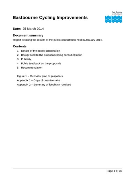 Outcomes Report Template Consultation Eastsussex Gov Doc Template