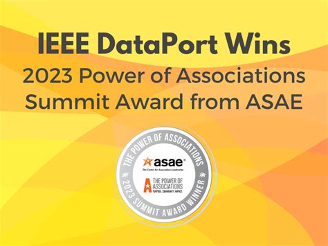 Ieee Dataport Wins 2023 Power Of Associations Summit Award From Asae Ieee Dataport