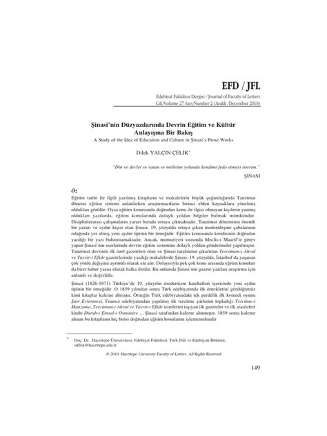 Dİlek YalÇin Çelİk Şiinasinin Düzyaz›lar›nda Devrin E¤itim Ve Kültür