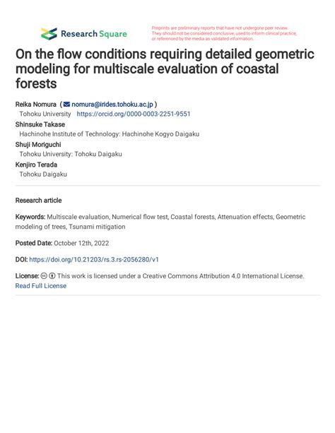 Pdf On The Flow Conditions Requiring Detailed Geometric Modeling For Multiscale Evaluation Of