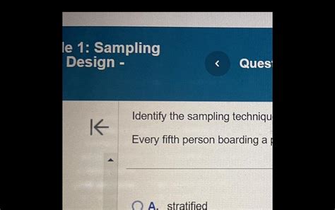 [answered] le 1 sampling design k oa stratified ques identify the kunduz