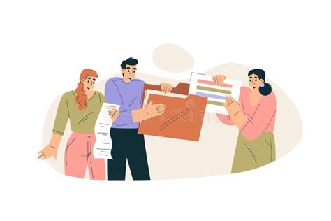 Business Concept With Man And Woman Character With Huge Document Folder Vector Illustration Business Concept With Man And Woman Character With Huge Document Folder Vector Illustration