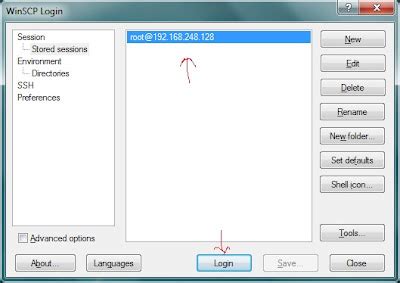 Software Examples How To Use And Save Session WinSCP Linux Unix