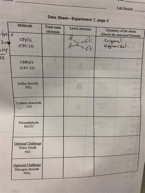 Solved Lab Section Data Sheet Experiment 7 Page 2 Molecule