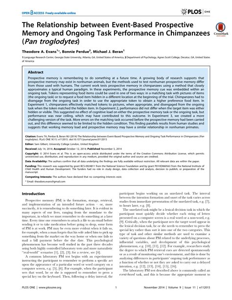 Pdf The Relationship Between Event Based Prospective Memory And