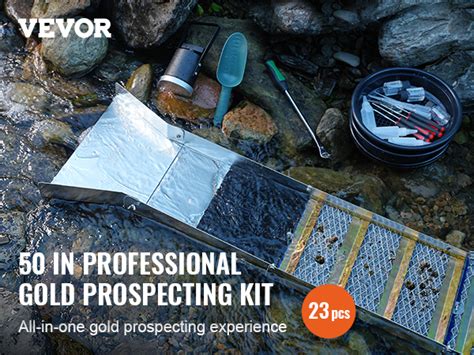 Vevor 50 Inch Folding Sluice Box Gold Panning Kit 23pc Gold