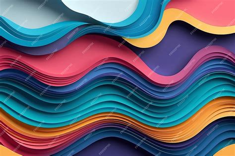 다중 계층 컬러 텍스처 3d 페이퍼 커트 계층 그래디언트 터 배너 조각 예술 커버 레이아웃 재료 디자인 템플릿 프리미엄 사진