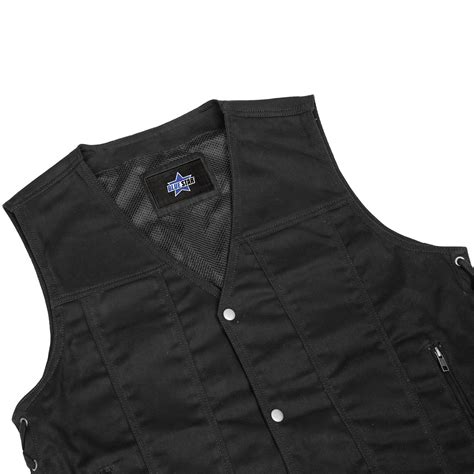 Bsm1542 Mens Single Back Panel Concealed Carry Denim Vest Blue Star