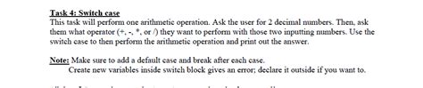 solved task 4 switch case this task will perform one