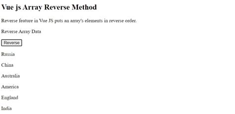 Vue Js Array Reverse Method Danatec