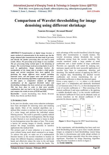 Comparison Of Wavelet Thresholding For Image Denoising Using