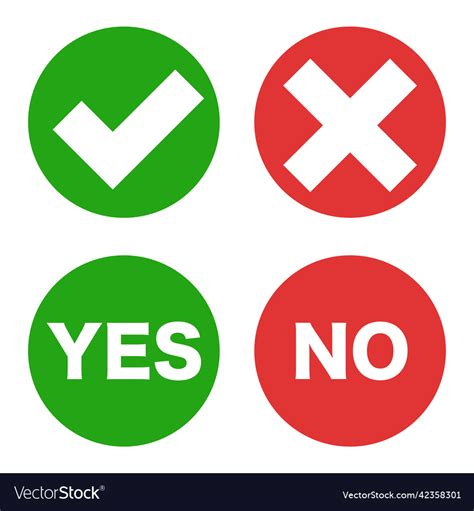 Check Mark And Cross Mark Or Yes And No Icon Set Vector Image